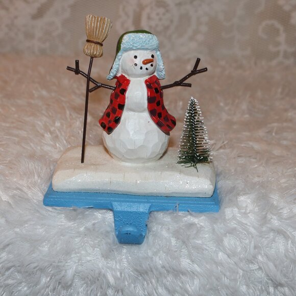 unknown | Holiday | Vintage Snowman Stocking Holder Heavy 5 Inches High ...